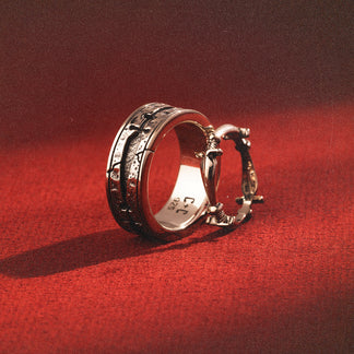 "Til Death" Handcrafted Sterling Silver Men's Biker Ring – Clocks and ...