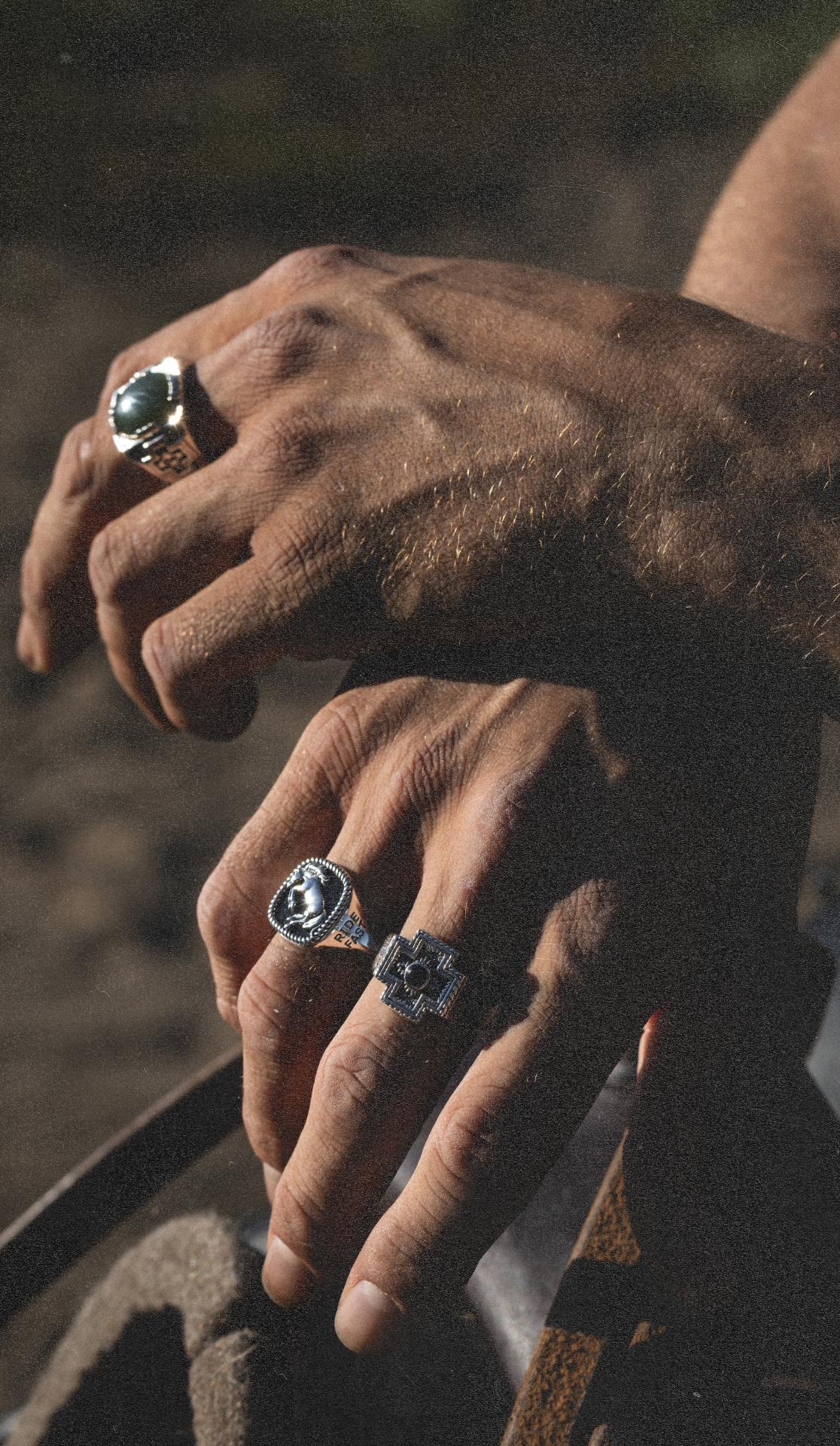 "Til Death" Handcrafted Sterling Silver Men's Biker Ring – Clocks and ...