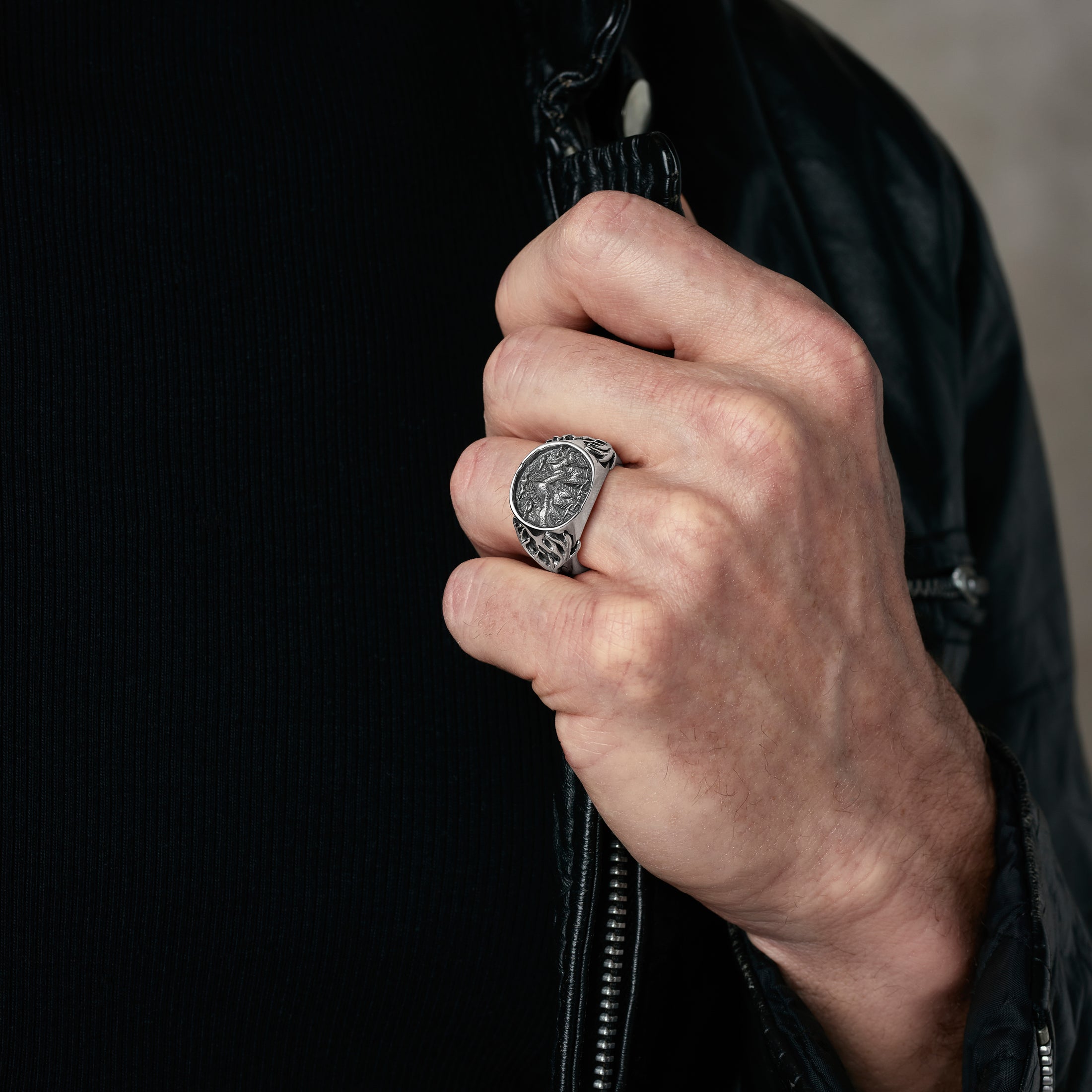 "Peter McKinnon x Heritage" Handcrafted Sterling Silver Men's Biker ...