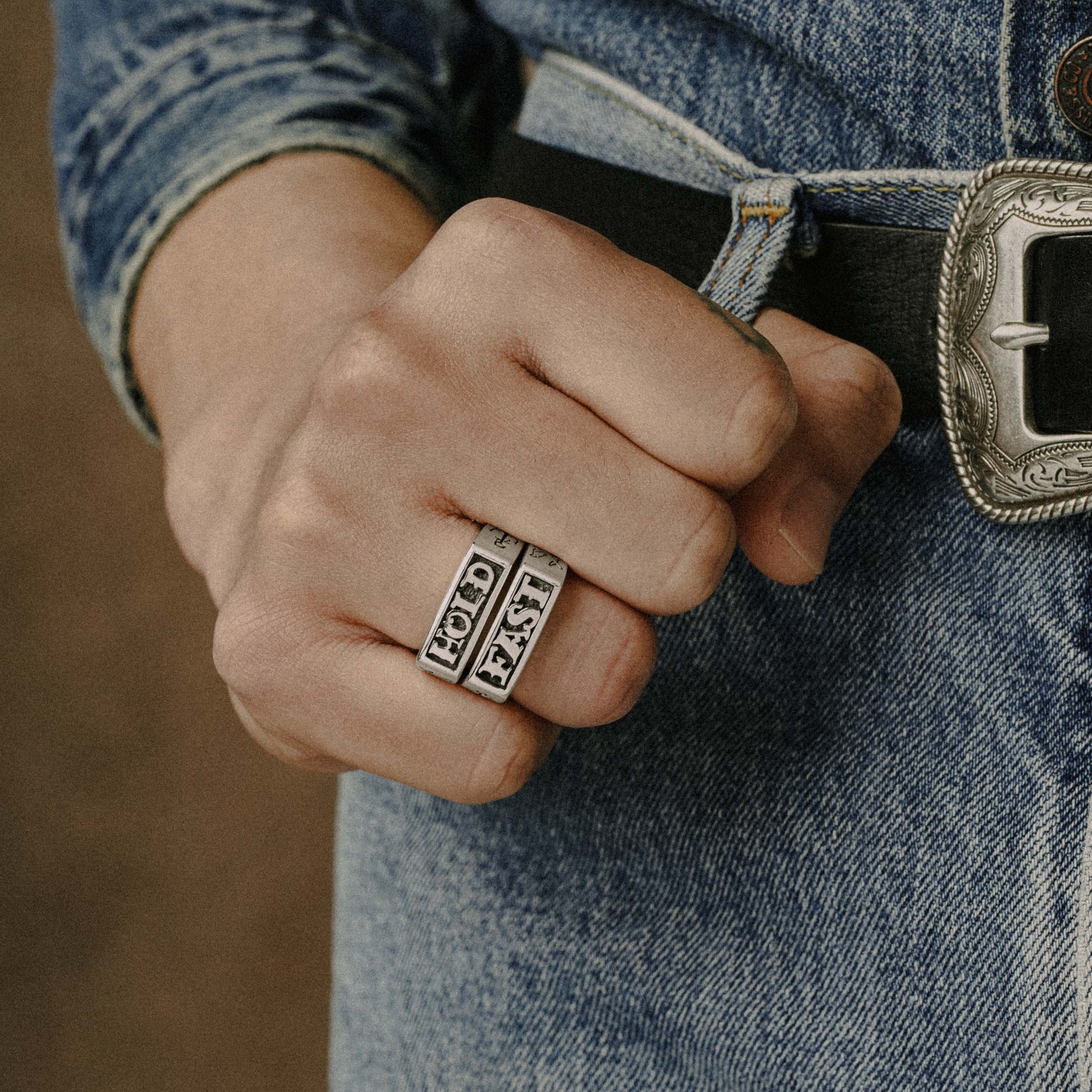 "Hold Fast" Handcrafted Sterling Silver Men's Biker Ring – Clocks and ...