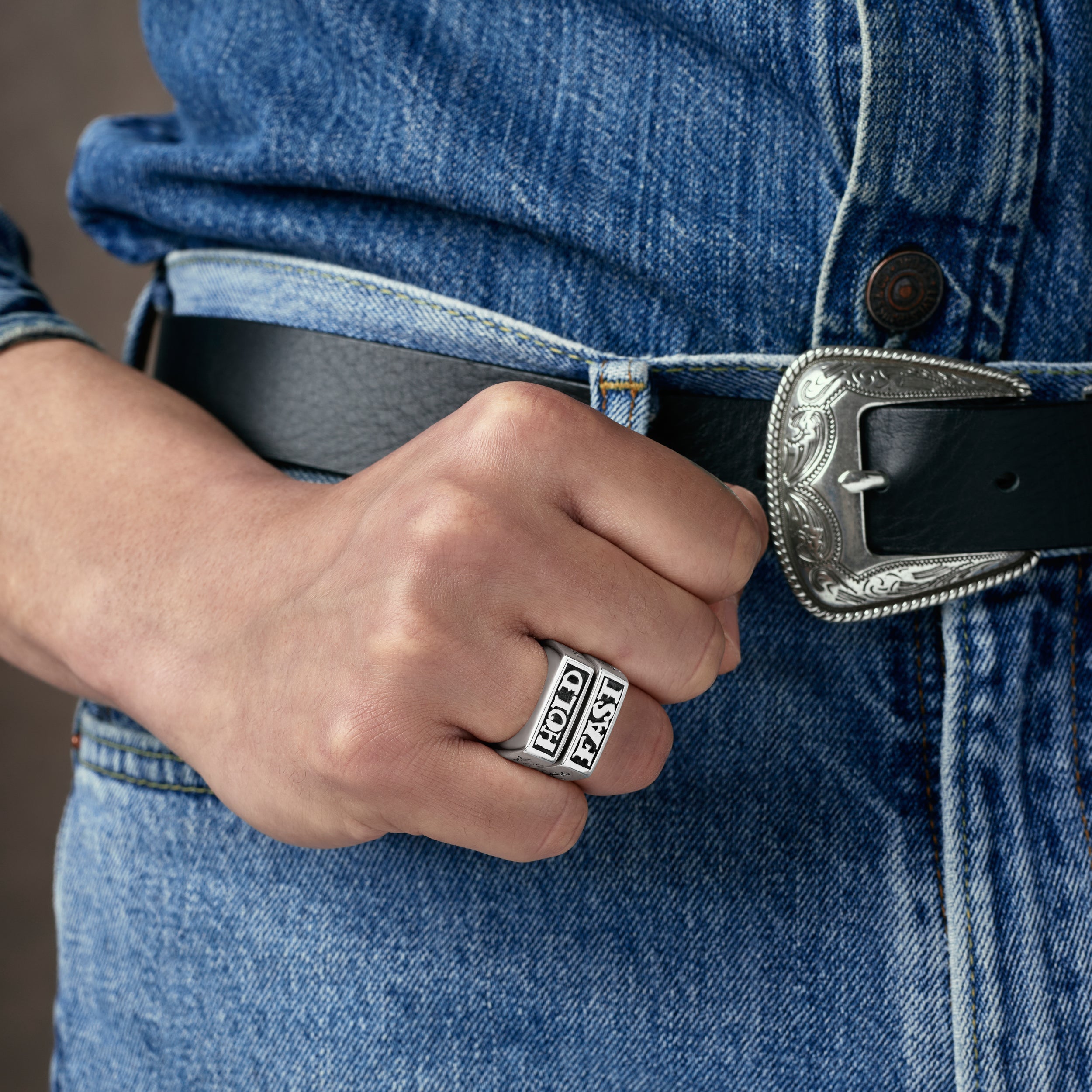 "Hold Fast" Handcrafted Sterling Silver Men's Biker Ring – Clocks and ...