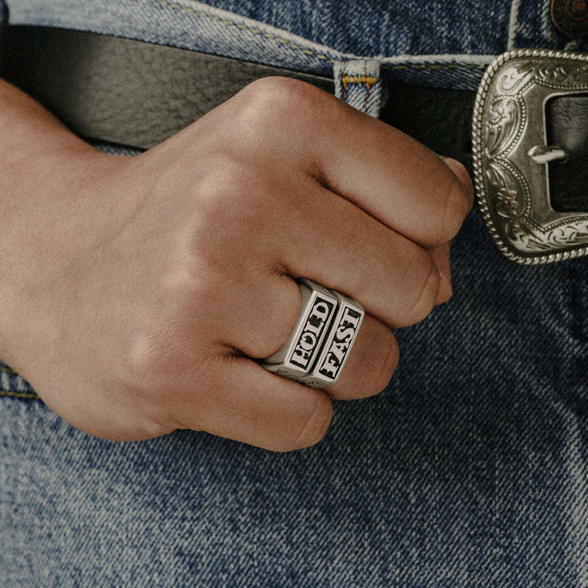 "Hold Fast" Handcrafted Sterling Silver Men's Biker Ring – Clocks and ...