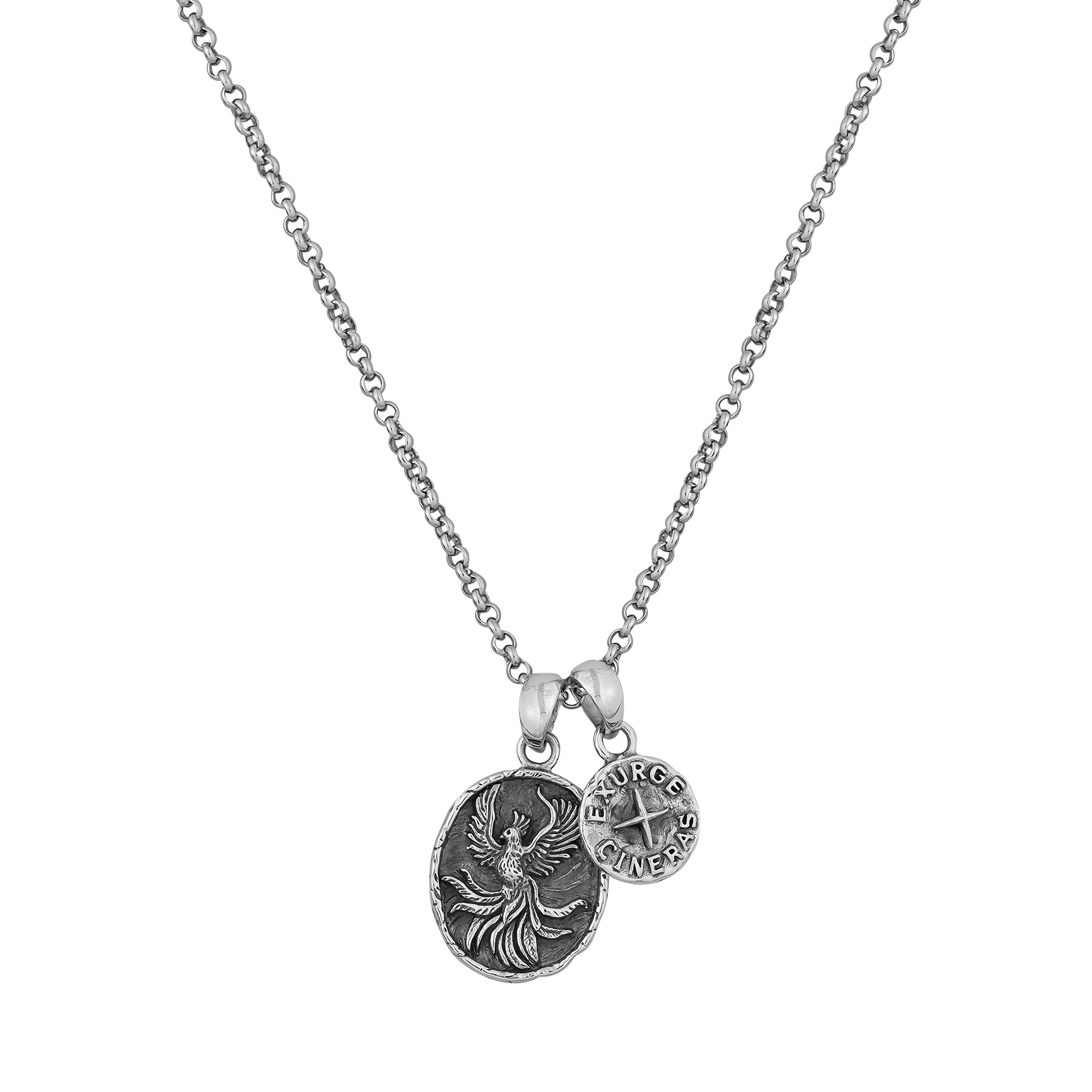 Rise | Sterling Silver Men's Phoenix Pendant Necklace – Clocks and Colours
