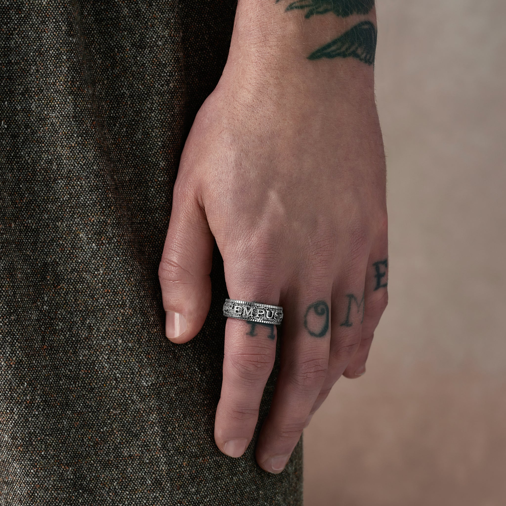 "Tempus" Handcrafted Sterling Silver Men's Biker Ring – Clocks and Colours