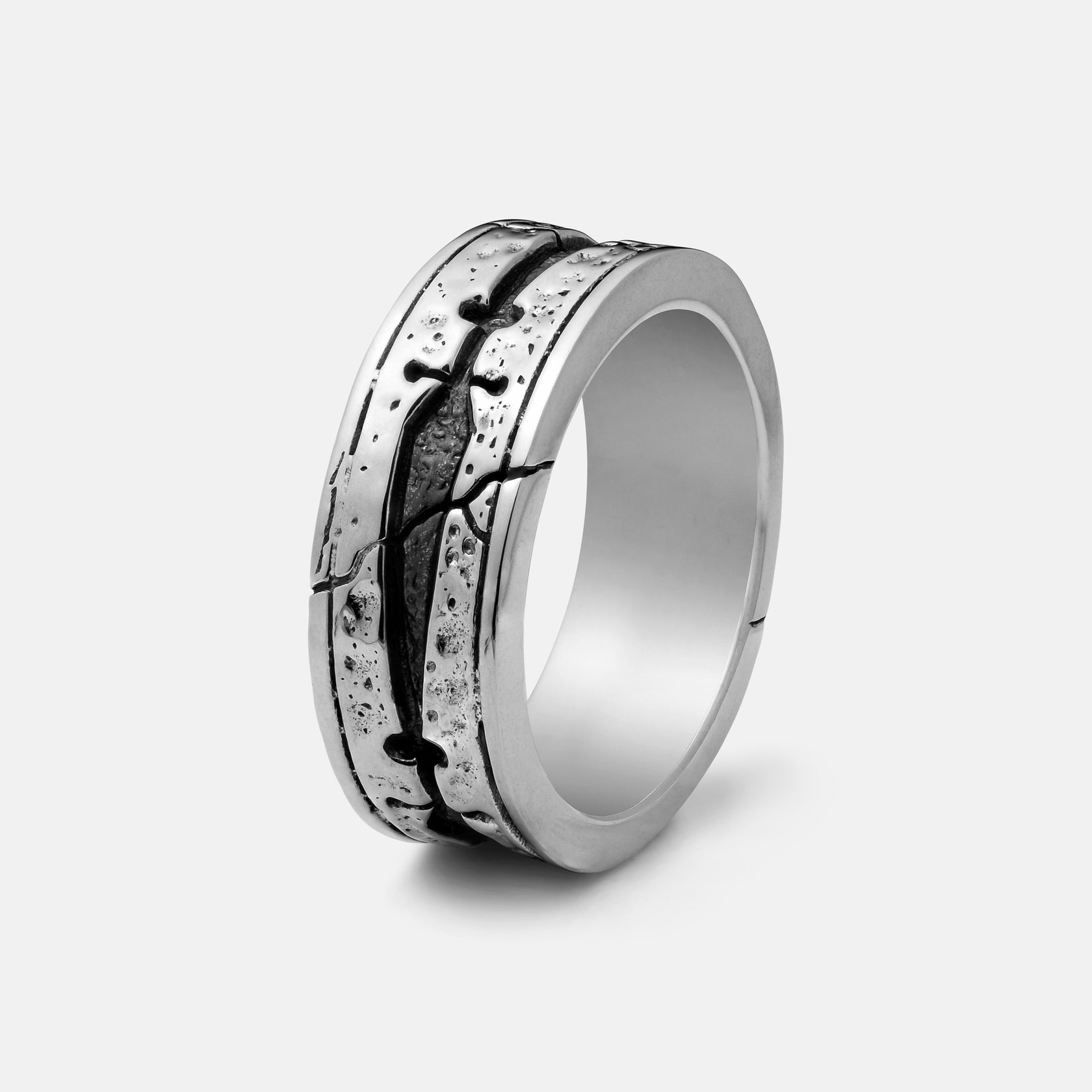 "Til Death" Handcrafted Sterling Silver Men's Biker Ring – Clocks and ...