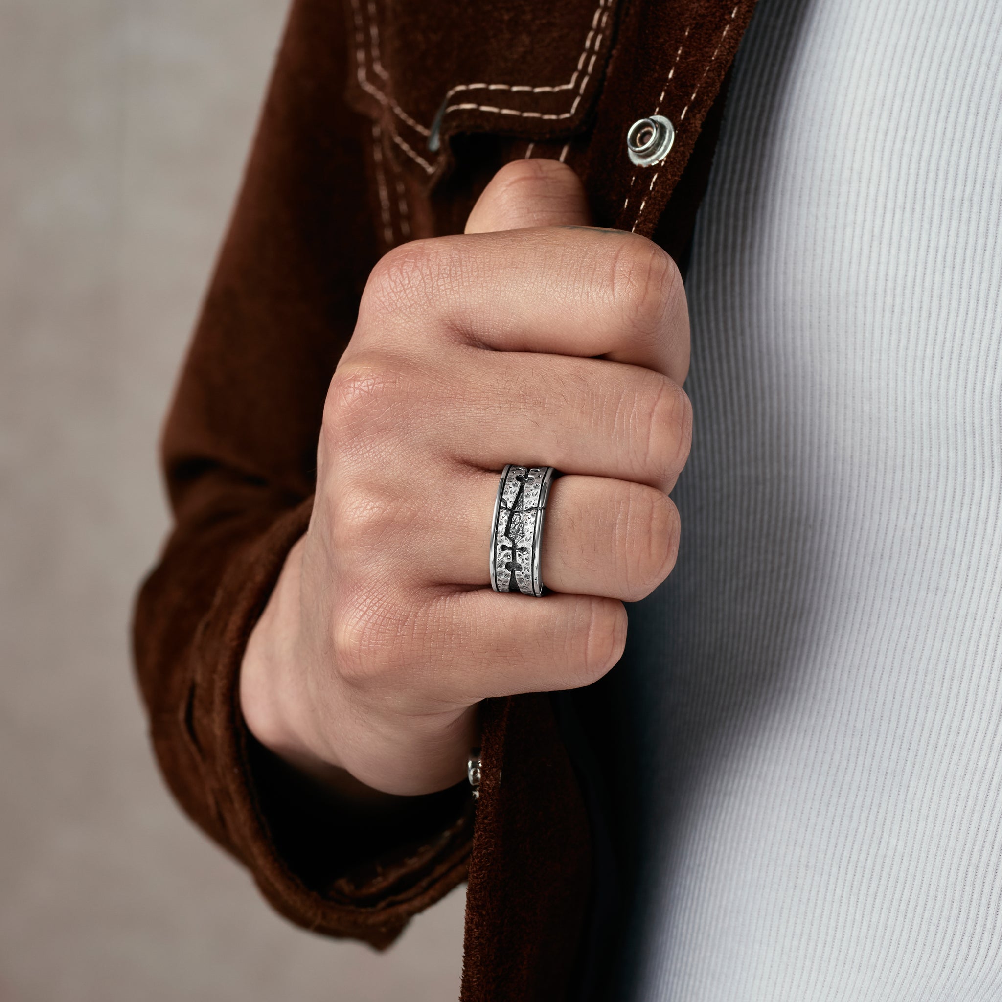 "Til Death" Handcrafted Sterling Silver Men's Biker Ring – Clocks and ...