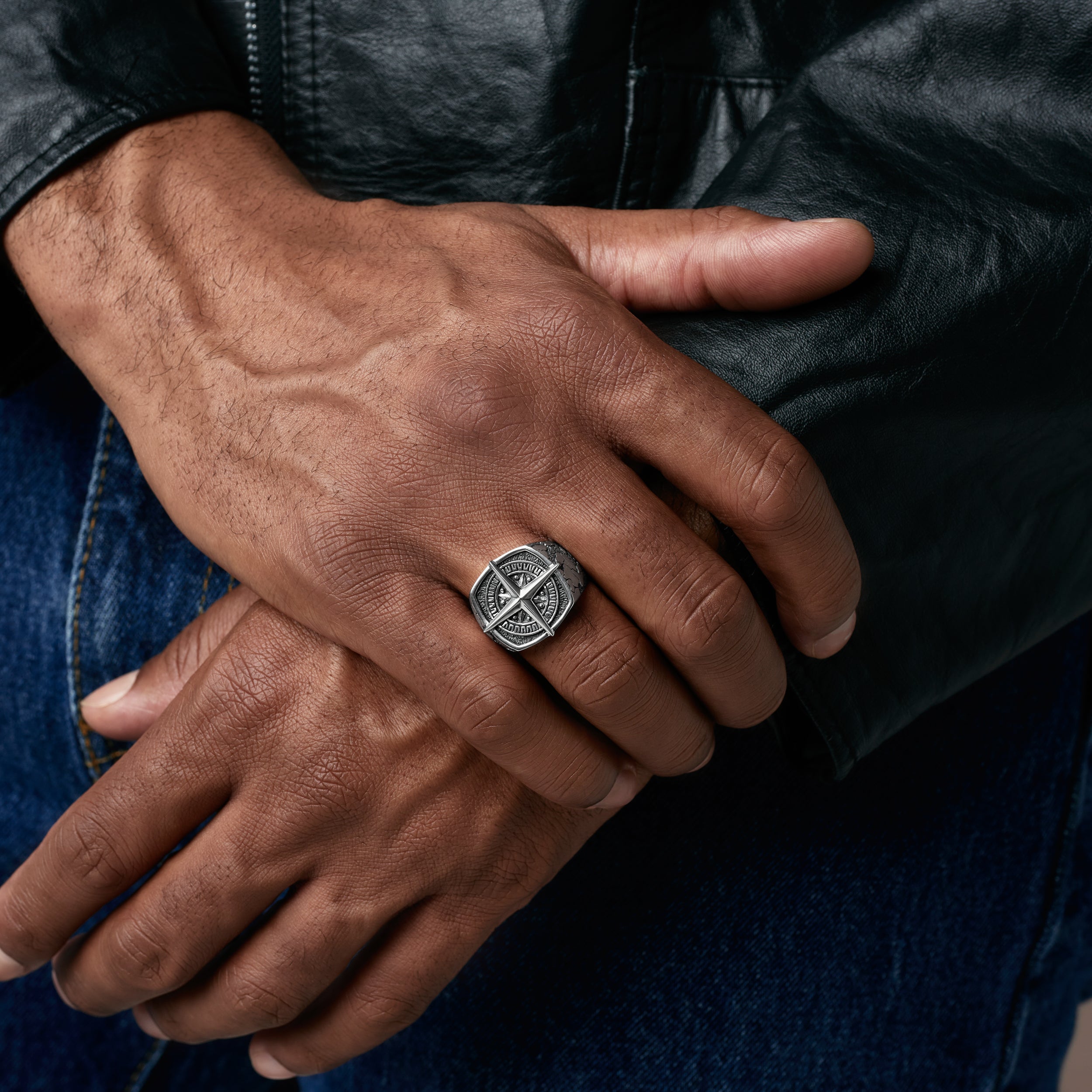 "Tortuga" Handcrafted Sterling Silver Men's Biker Ring – Clocks and Colours